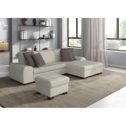Sit & More sit&more Ecksofa &raquo;Luxor L-Form&laquo; wahlweise mit Bettfunktion, Bettkasten und Kopfteilverstellung beige Luxus-Microfaser ALTARA NUBUCK (100% Polyester);