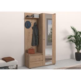 OTTO home Garderobenschrank &raquo;Kosmo&laquo; mit Spiegel Ma&szlig;e 118 x 30 cm, H&ouml;he 190 cm, Breite 110 cm braun Holzwerkstoff