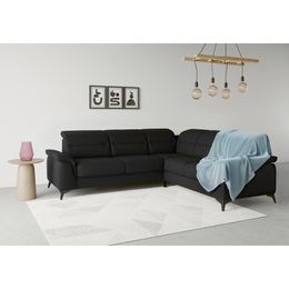 Sit & More sit&more Ecksofa &raquo;Sinatra L-Form&laquo; optinal mit Kopfteilverstellung und Armteilfunktion, Metallf&uuml;&szlig;e schwarz 98% Polyester, 2% Polyamid