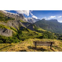 papermoon Fototapete &raquo;BERGE-NATUR LANDSCHAFT GEBIRGE ALPEN B&Auml;UME WALD TAPETE&laquo; bunt Vlies