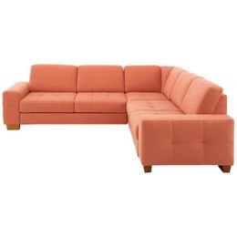 Home Affaire Ecksofa &raquo;Puccini L-Form&laquo; mit Federkern, Sitztiefenverstellung, Kontrastnaht orange Luxus-Microfaser Lederoptik (100% Polyester);Luxus-