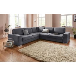 Sit & More sit&more Ecksofa &raquo;Santorini L-Form&laquo; mit Federkern und Sitztiefenverstellung, wahlweise mit Bettfunktion grau Struktur (100% Polyester);Struktur fein (