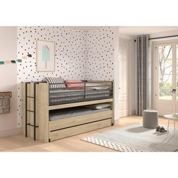 Home Affaire Etagenbett &raquo;praktisches Etagenbett mit viel Funktion, 2 Dekore zur Wahl&laquo; B/H/T ca. 219x114x98cm, Metall Leiter und Absturzschutz in 
