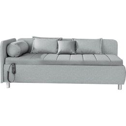 Alina Schlafsofa &raquo;Kiana&laquo; Liegefl&auml;che 90/200 cm oder 100/200 cm, Bettkasten, Zierkissen-Set grau Struktur TMD (100% Polyester)