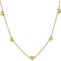 Firetti Damen Herzkette &raquo;Schmuck Geschenk Edelstahl Halsschmuck Halskette Ankerkette Herz&laquo; mit Zirkonia (synth.) gold