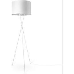 Paco Home Stehlampe &raquo;KATE CANVAS UNI COLOR&laquo; E27 Wohnzimmer Dreibein Stoffschirmlampe Standleuchte Textil Schirm E27 wei&szlig;
