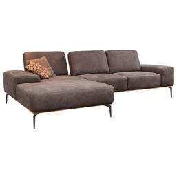 W.Schillig Ecksofa &raquo;run, Designsofa mit tollem Sitzkomfort, bequem, L-Form&laquo; mit Holzsockel, F&uuml;&szlig;e in Schwarz pulverbeschichtet, Breite 299 cm braun 