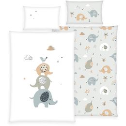 Baby Best Babybettw&auml;sche &raquo;babybest Elephants&laquo; 2 Stk. mit liebevollem Motiv bunt Renforc&eacute;, Obermaterial: 100% Baumwolle
