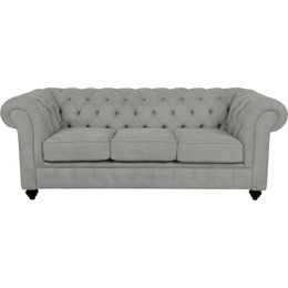 Home Affaire Chesterfield-Sofa &raquo;Duc 3-Sitzer&laquo; hochwertige Knopfheftung im R&uuml;cken, Samtoptik mit changierender Optik grau Samtoptik (100% Polyester);