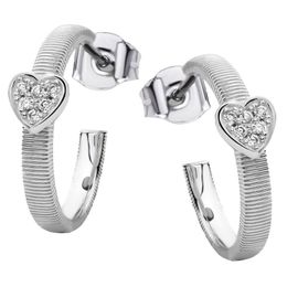 Firetti Damen Paar Creolen &raquo;Schmuck Geschenk Silber 925 Ohrschmuck Ohrringe Herz&laquo; mit Zirkonia (synth.)