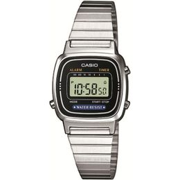 CASIO VINTAGE Damen CASIO VINTAGE Chronograph Quarzuhr, Armbanduhr, Damenuhr, Digitaluhr, Datum, Edelstahlarmband silber