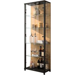 Fif M&ouml;bel fif m&ouml;bel Vitrine &raquo;OPTIMA&laquo; Standvitrine, Vitrinenschrank, Glasvitrine, Sammlervitrine, LED schwarz Holzwerkstoff, Sicherheitsglas ESG