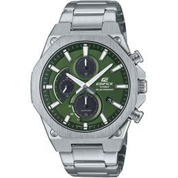 CASIO EDIFICE Herren CASIO EDIFICE Chronograph Armbanduhr, Solar, Herrenuhr, Edelstahlarmband, analog, Tag silber