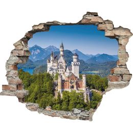 queence Wandtattoo &raquo;Schloss&laquo; Wandsticker, Wandbild, selbstklebend, 3D, Wanddurchbruch bunt