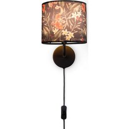 Paco Home Wandleuchte &raquo;Luca Flower&laquo; E14 Stofflampe Blumen Muster Wandleuchte Lampenschirm Textil Floral schwarz