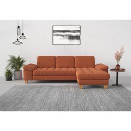 Sit & More sit&more Ecksofa &raquo;Westham L-Form&laquo; mit Recamiere, mit oder ohne Bettfunktion, Bettkasten, F&uuml;&szlig;e Eiche orange 90% Polyester 10% Polyamid