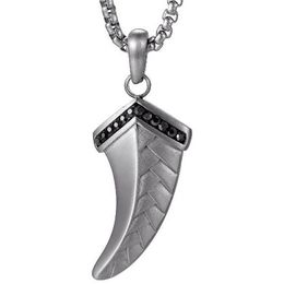 Firetti Herren Kette mit Anh&auml;nger &raquo;Schmuck Geschenk Edelstahl Halsschmuck Halskette Teeth Zahn&laquo; mit Zirkonia (synth.) schwarz