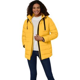 Damen Steppjacke mit elastischer Kontrast-Paspelierung ocker, Gr&ouml;&szlig;e 42