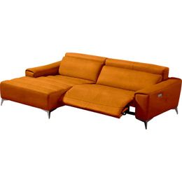 Egoitaliano Ecksofa &raquo;Suzette, Designsofa mit hohem Sitzkomfort&laquo; mit Recamiere, inkl. 1 elektronischen Relaxfunktion, L-Form braun Luxus-Micofaser Lederoptik (100%