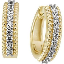 Firetti Damen Paar Creolen &raquo;Schmuck Geschenk Gold 333 Ohrschmuck Ohrringe Fantasie bicolor&laquo; mit Zirkonia (synth.) gelb