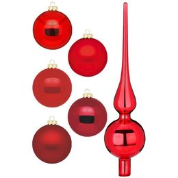 MAGIC by Inge Weihnachtsbaumkugel &raquo;Ruby Red, Weihnachtsdeko, Christbaumschmuck&laquo; Christbaumkugeln aus Glas, 45 Kugeln &Oslash; ca. 4-6 cm, inkl. Spitze 28 cm 