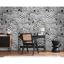 Livingwalls living walls Fototapete &raquo;THE WALL III Zebra Tapete Motivtapete Tiere Tiere&laquo; matt glatt Vliestapete Tiere f&uuml;r Schlafzimmer K&uuml;che Wohnzimmer Zebra 