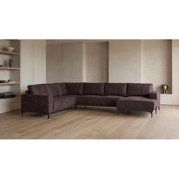 OTTO home Wohnlandschaft &raquo;OLAND U-Form, XXL, B: 342 cm, Skandi-Design&laquo; Skandi-Design in Struktur, Flachgewebe, Luxus-Microfaser, Boucle braun 100% 
