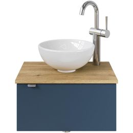 Waschtisch &raquo;Serie 6915 Waschschale mit Unterschrank f&uuml;r G&auml;stebad, G&auml;ste WC&laquo; Keramik-Aufsatzbecken, Waschtischplatte, Waschtischunterschrank, 3 Stk. 