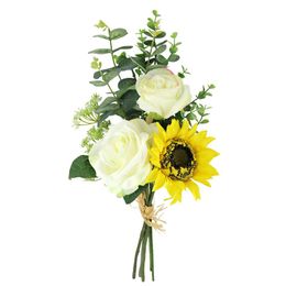 I.GE.A. Kunstblume &raquo;Bouquet Rosen/Sonnenblume&laquo; K&uuml;nstlicher Strau&szlig; Blume Blumenbouquet Blumenstrau&szlig; Rosenstrau&szlig; gelb Polyester