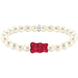 Thomas Sabo Damen Thomas Sabo Armband &raquo;Thomas Sabo x HARIBO Schmuck: Perlenarmband mit Goldb&auml;r&laquo; mit Kristallglas - mit S&uuml;&szlig;wasserzuchtperle rot