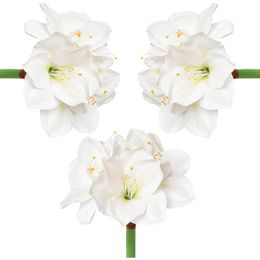 Creativ deco Winterliche Kunstpflanze &raquo;Weihnachtsdeko&laquo; &uuml;ppige Bl&uuml;tenpracht, 3er-Set wei&szlig; Kunststoff, Polyester