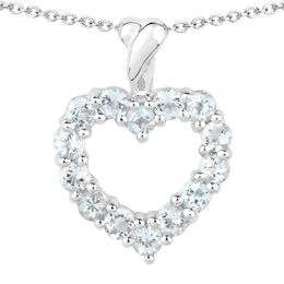 Vira Jewels Damen Kette mit Anh&auml;nger &raquo;925 Sterling Silber rhodiniert Aquamarine&laquo; wei&szlig;