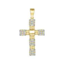 Vivance Damen Kettenanh&auml;nger &raquo;375/- Gelbgold bicolor Zirkonia Kreuz&laquo; bunt