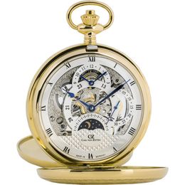 Carl von Zeyten Unisex Carl von Zeyten Taschenuhr &raquo;Alb&laquo; Mechanische Uhr, Handaufzug, Skelettuhr, Mondphase, Made in Germany gold