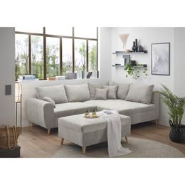 ED EXCITING DESIGN Ecksofa &raquo;Calanda L-Form&laquo; mit Hocker & 3 Zierkissen beige 92% Polyester, 8% Polyamid