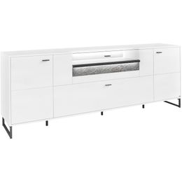 set one by Musterring TV-Schrank &raquo;Deltona&laquo; inkl. LED-Beleuchtung, Metallkufe, Sandstein-Zierelement, B229 x H83cm wei&szlig;