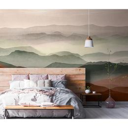 Livingwalls living walls Fototapete &raquo;THE WALL III Landschaft Tapete Motivtapete Horizont Himmel&laquo; matt glatt Vliestapete Nebel f&uuml;r Schlafzimmer K&uuml;che Wohnzimmer 