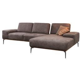 W.Schillig Ecksofa &raquo;run, Designsofa mit tollem Sitzkomfort, bequem, L-Form&laquo; mit Holzsockel, F&uuml;&szlig;e in Schwarz pulverbeschichtet, Breite 299 cm braun 