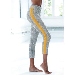 Bench. Loungewear Damen 7/8-Leggings mit Kontrastfarben seitlichem Tape gelb 40/42, N-Gr