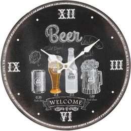 AMBIENTE HAUS Wanduhr &raquo;Wanduhr - Beer 28cm&laquo; schwarz