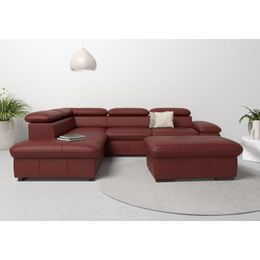 Home Affaire Ecksofa &raquo;Alberto L-Form&laquo; mit Kopfteilverstellung, wahlweise mit Bettfunktion rot Luxus-Microfaser Lederoptik (100% Polyester);Luxus-