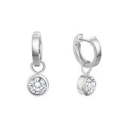 Vivance Damen Paar Creolen &raquo;925/- Sterling Silber rhodiniert Zirkonia&laquo; wei&szlig;