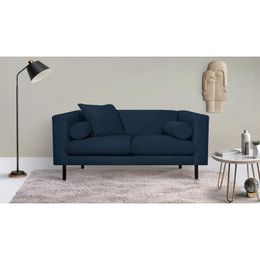 Home Affaire 2-Sitzer &raquo;Lillibeth Designsofa mit Wellenunterfederung, Ma&szlig;e B/T/H: 155/74/83 cm&laquo; Zierkissen als Wendekissen, in Samtoptik oder Cord blau