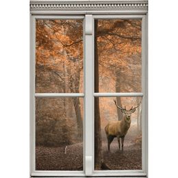 queence Wandsticker &raquo;Hirsch&laquo; Wandsticker, Wandbild, selbstklebend, 3D, Fenster bunt