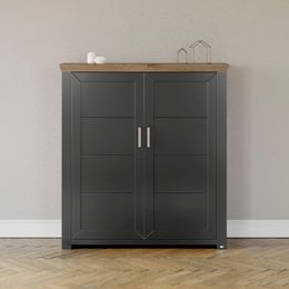 set one by Musterring Highboard &raquo;York&laquo; Typ 19, mit 3 Schubk&auml;sten und Flaschenregal, Landhausstil, B 129cm grau
