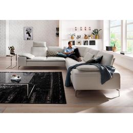 W.Schillig Ecksofa &raquo;valentinoo, Designsofa, elegant und bequem, L-Form&laquo; mit Sitztiefenverstellung, Breite 318 cm wei&szlig; Longlife Xtra-Leder Z73: 