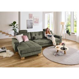 Die PlanBar Ecksofa &raquo;PP-LA19101 L-Form, Breite 316 cm&laquo; wahlweise mit Bettfunktion und verstellbaren Kopfst&uuml;tzen, in Cord 88% Polyester;12% Polyamid