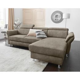 Sit & More sit&more Ecksofa &raquo;Avignon L-Form&laquo; Kopfteilverstellung, wahlweise mit Bettfunktion und Bettkasten grau Flachgewebe (90% Polyester, 10% Polyamid);Luxus-