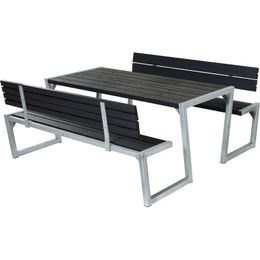 Plus Garten-Essgruppe &raquo;&raquo;Zigma&laquo; Kombim&ouml;bel mit 2 R&uuml;ckenlehne&laquo; 1 Stk. tlg. 176x198x73/45,5 cm schwarz FSC -zertifizierter Holzwerkstoff, Stahl