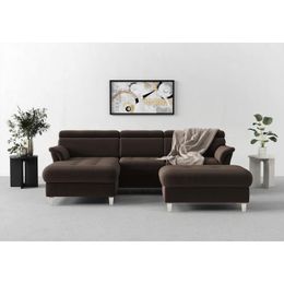 Sit & More sit&more Ecksofa &raquo;Marano L-Form&laquo; inklusive Kopfteilverstellung, wahlweise mit Bettfunktion, Bettkasten braun 98% Polyester, 2% Polyamid